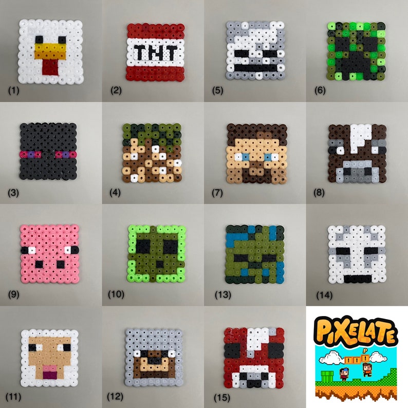 Minecraft Hama/perler Beads Keyrings/magnets/sticker - Etsy