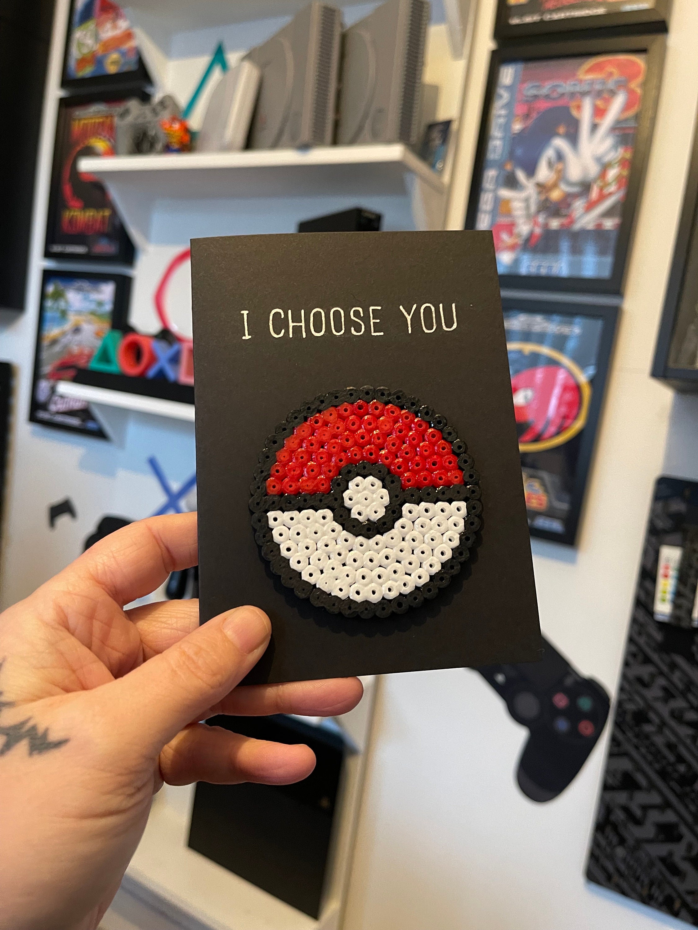 LOVE Gaming Cards Hama Beads Hand Made Cards - Etsy