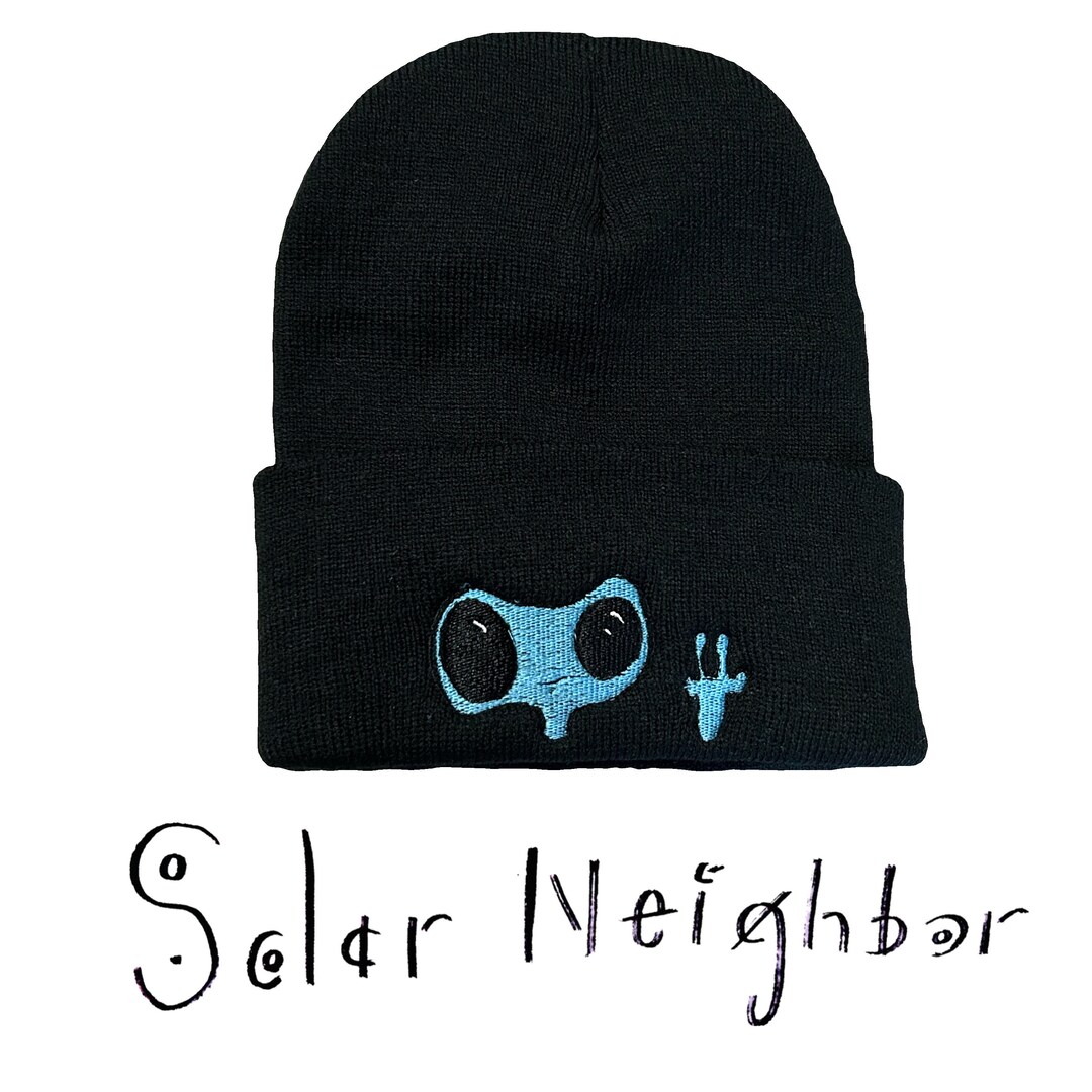 Peace Sign Embroidered Alien Beanie Hat black - Etsy