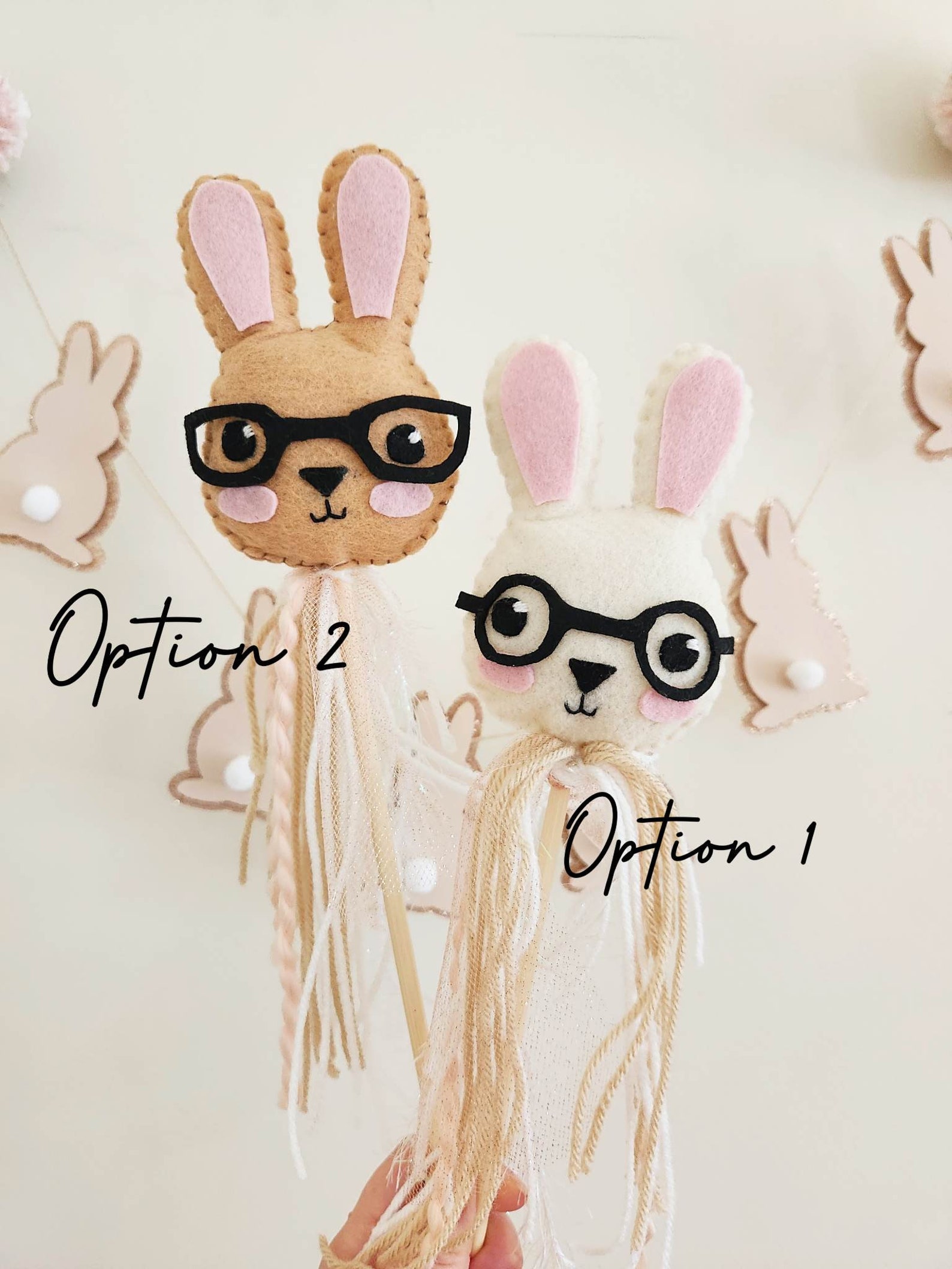 Bunny Wand, Easter Wand, Spring Basket Wands, Pretend Play Wands, Felt ...