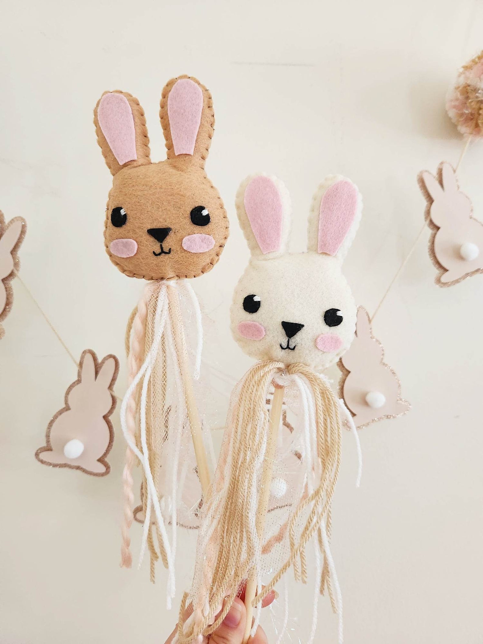 Bunny Wand, Easter Wand, Spring Basket Wands, Pretend Play Wands, Felt ...