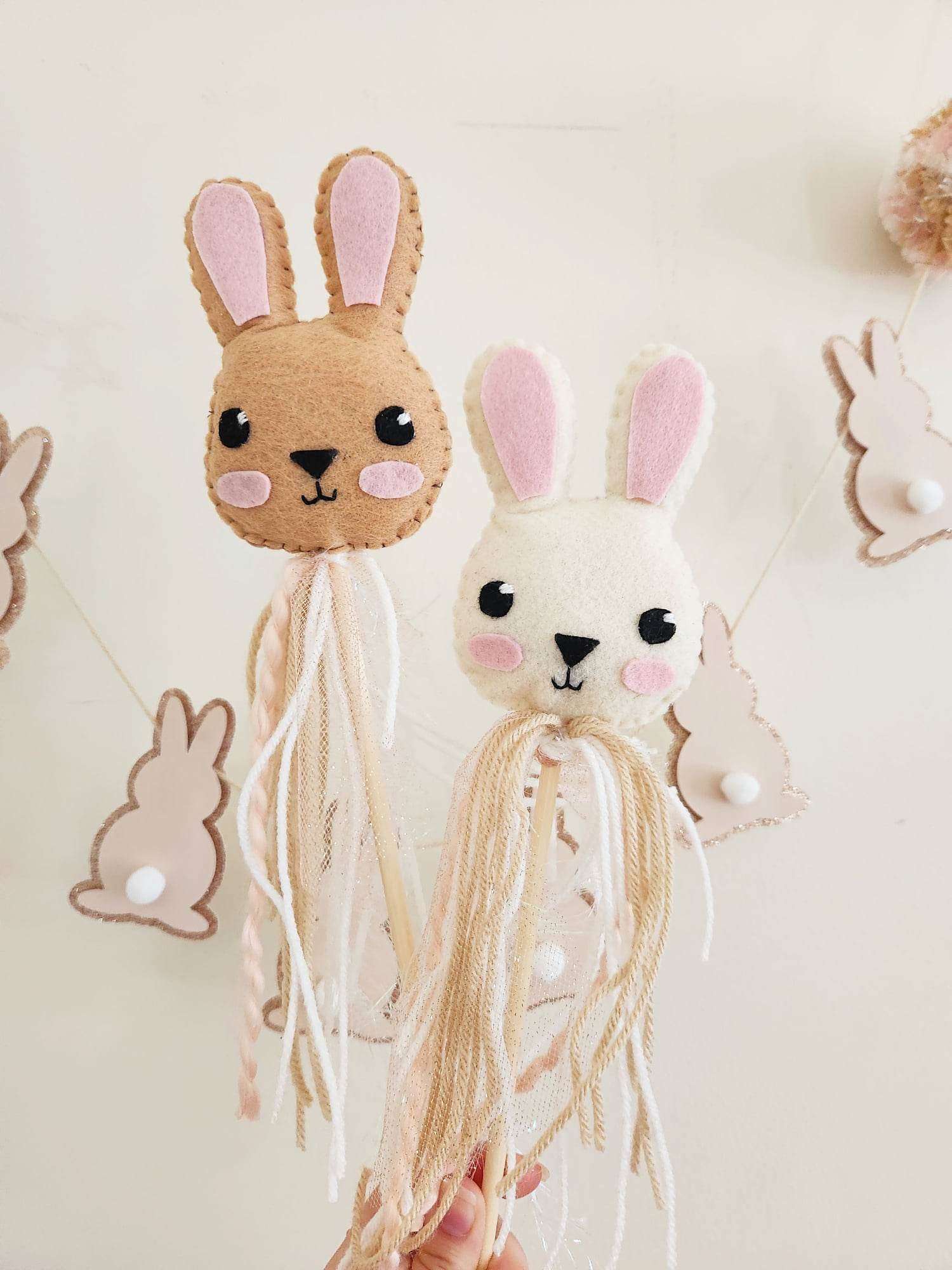 Bunny Wand, Easter Wand, Spring Basket Wands, Pretend Play Wands, Felt ...