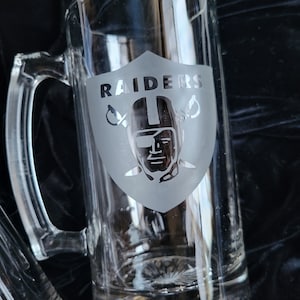 Glass Engraved Raiders Cup - Etsy