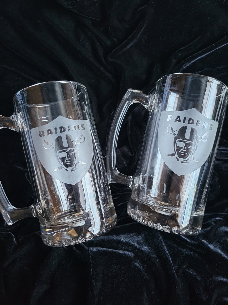Glass Engraved Raiders Cup - Etsy