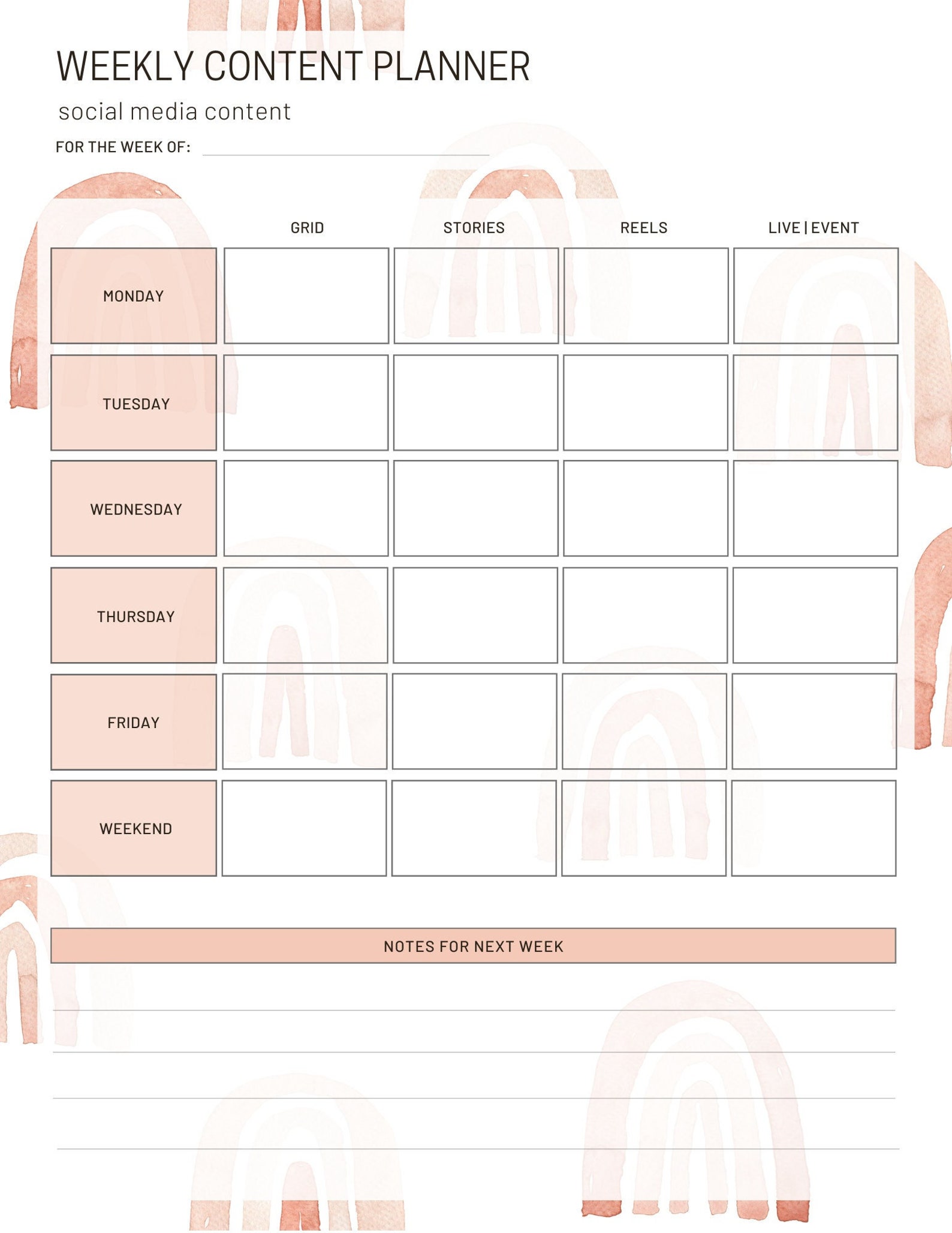 Social Media Planner, Content Planner, Marketing Planner, Weekly Social ...