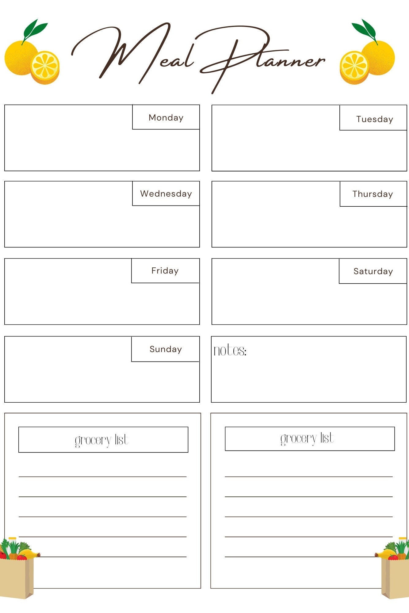 Meal Planner, Meal Plan Calendar, Meal Prep Template, Family Meal Plan ...