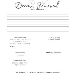 Dream Journal, Dream Tracker, Dream Log, Dream Interpretation Journal ...
