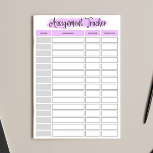 Assignment Tracker, Student Planner, Assignment Checklist, Assignment ...