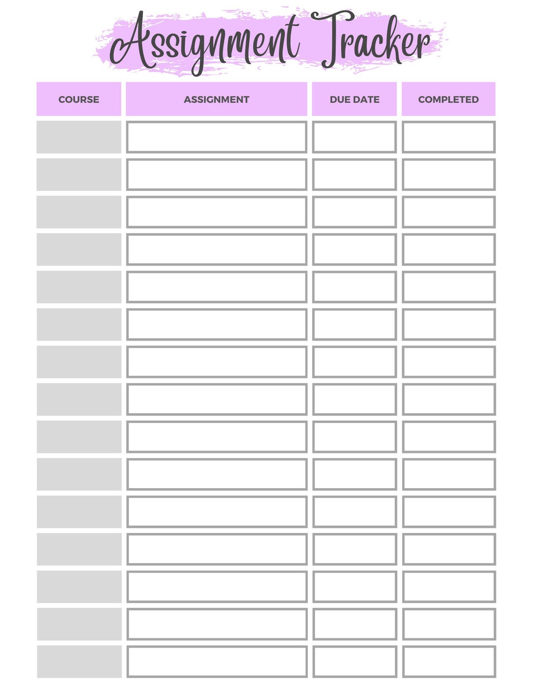 Assignment Tracker, Student Planner, Assignment Checklist, Assignment ...