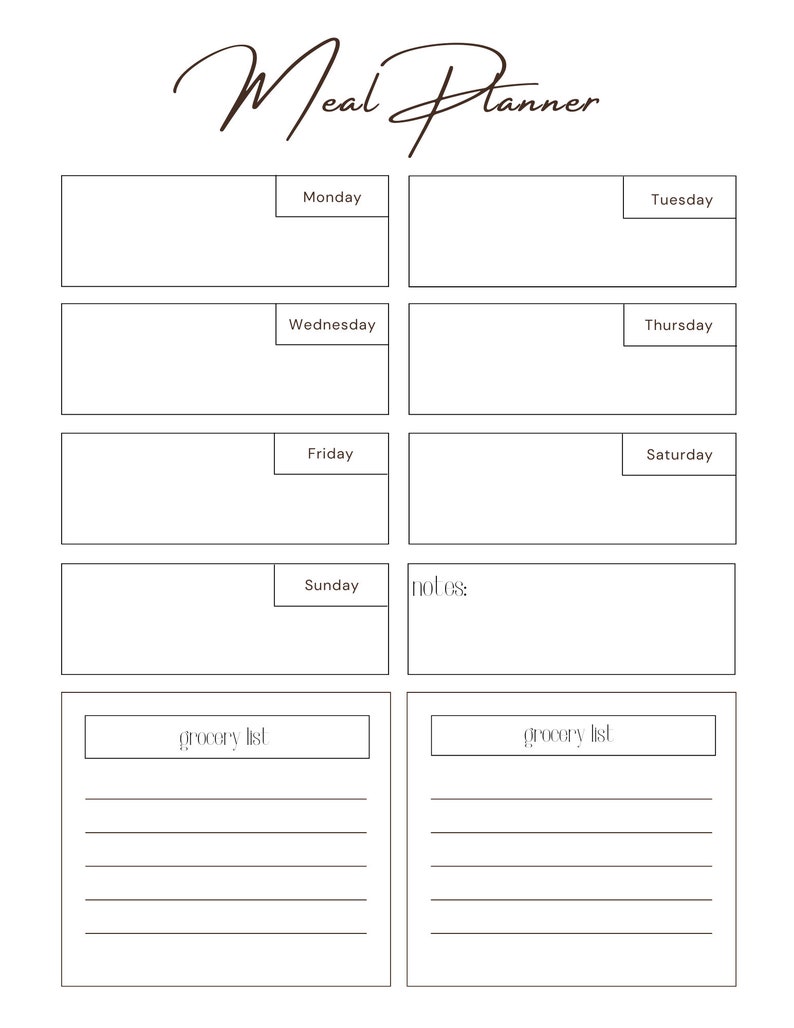 Meal Planner, Meal Plan Calendar, Meal Prep Template, Family Meal Plan ...