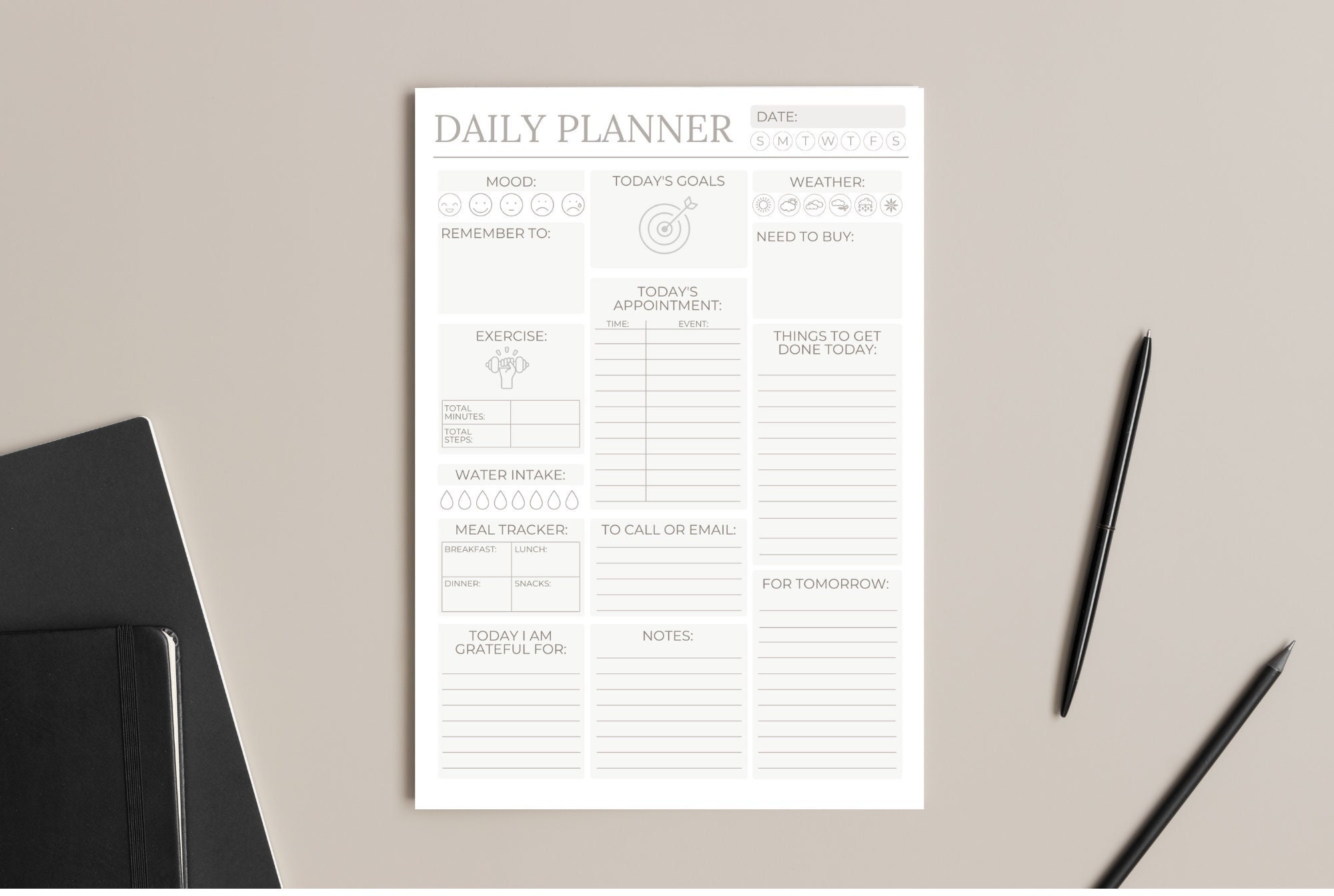 Daily Planner | Daily Log | Goodnotes Planner | Daily Tasks Sheet ...