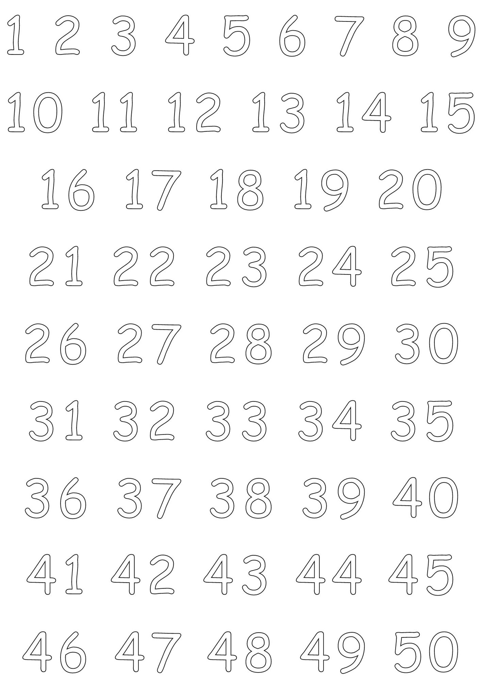 Printable Numbers Bubble A4 Pdf Numbers From 1-50 Total 65 Pages With ...