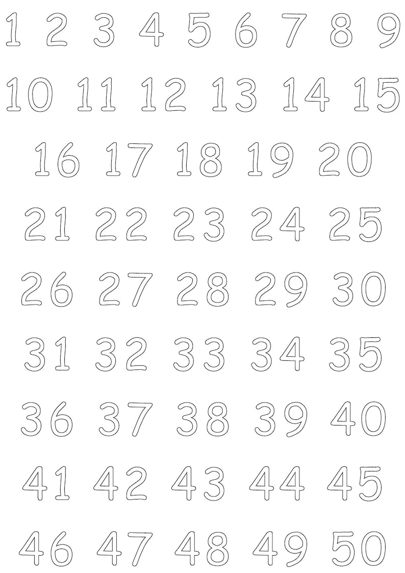 Printable Numbers Bubble A4 Pdf Numbers From 1-50 Total 65 Pages With ...