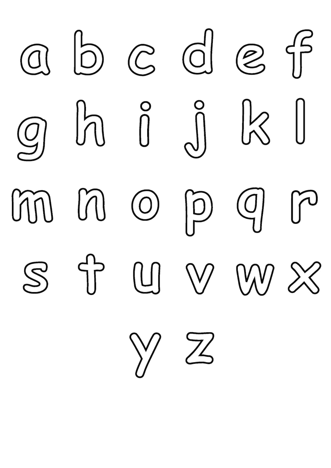 Printable Alphabet Lowercase Bubble Pdf Full Alphabet on Page ...