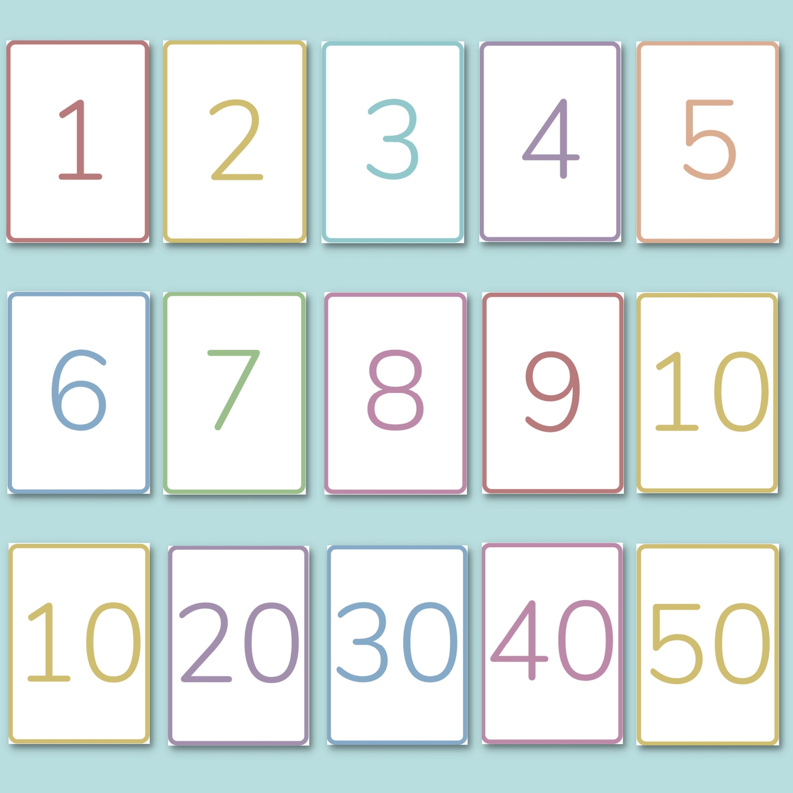 Printable Number Flashcards 1-50 L Color Numbers L Homeschool and ...