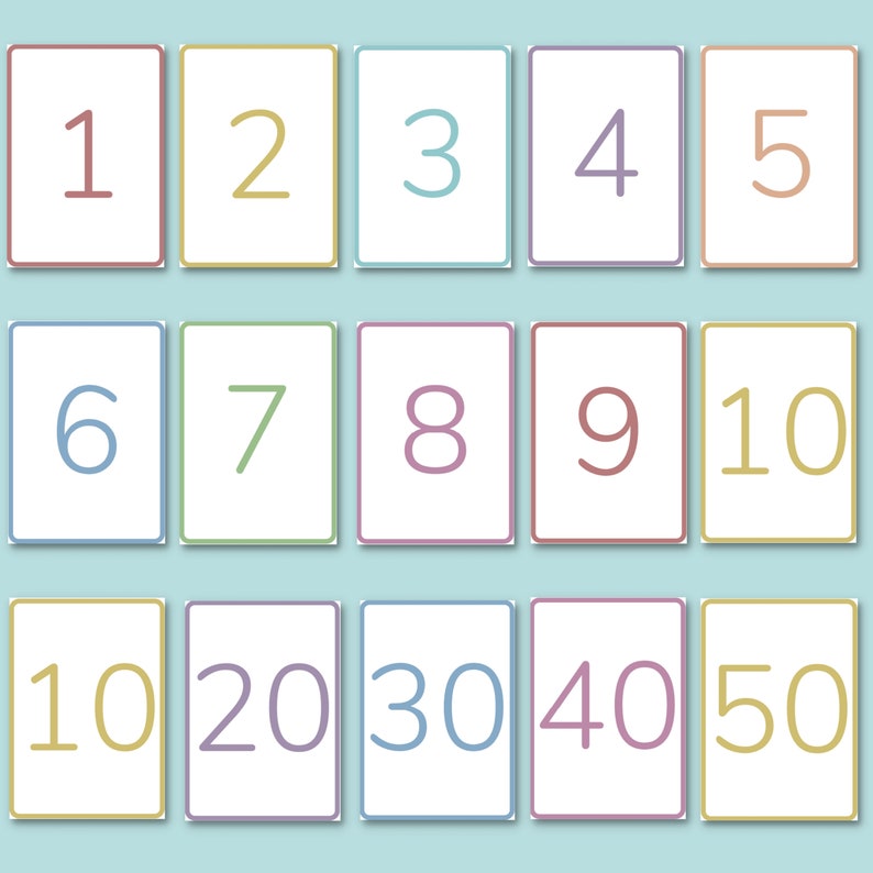 Printable Number Flashcards 1-50 L Color Numbers L Homeschool and ...