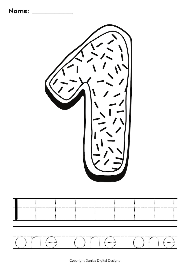 Hoja de trabajo imprimible para trazar números del 1 al 10 en formato ...