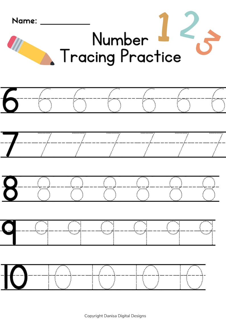 Printable Number Tracing Worksheet 1-10 Pdf L Number Practice Sheets ...