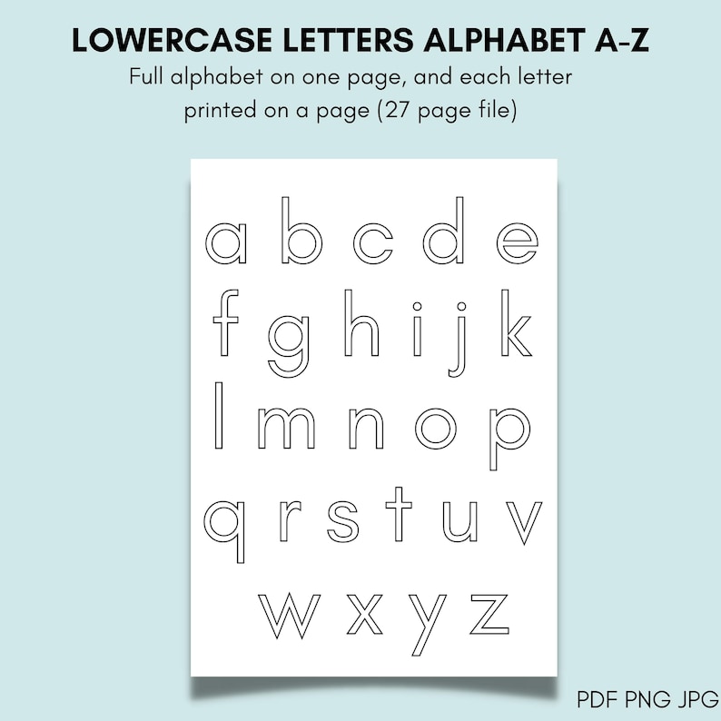 ABC Lowercase Letters Pdf Full Alphabet & Individual Letters Total 27 ...