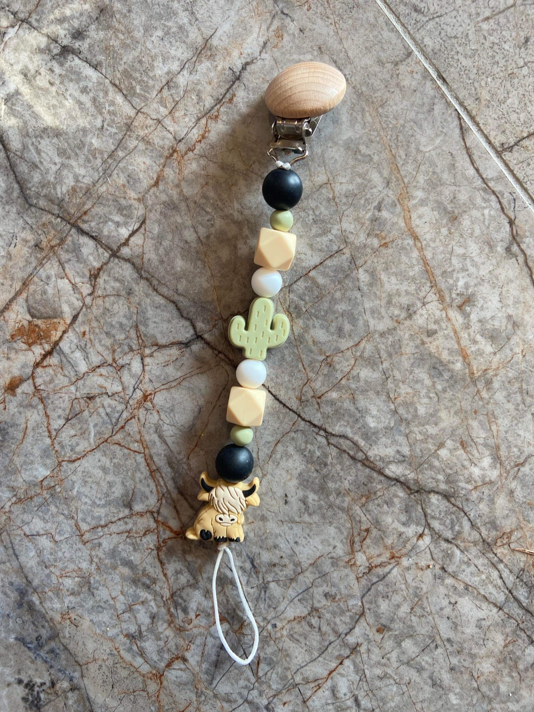 Olive Green Cactus and Highland Cow Custom Pacifier Clip - Etsy