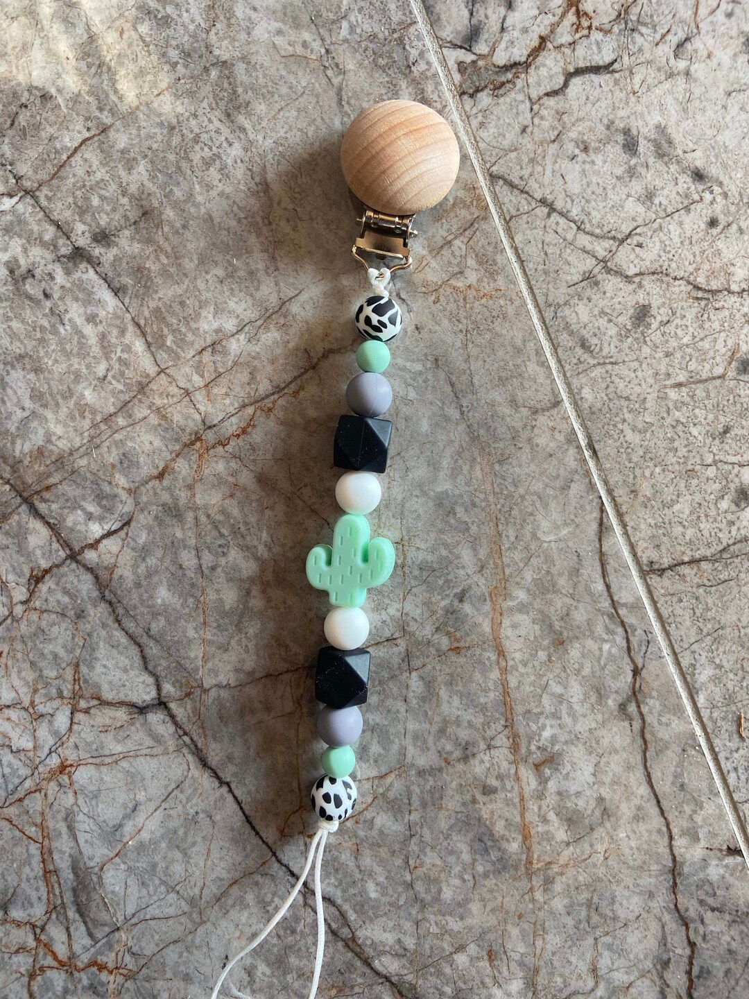 Mint Cactus Cow Print Custom Pacifier Clip| Personalized Silicone ...