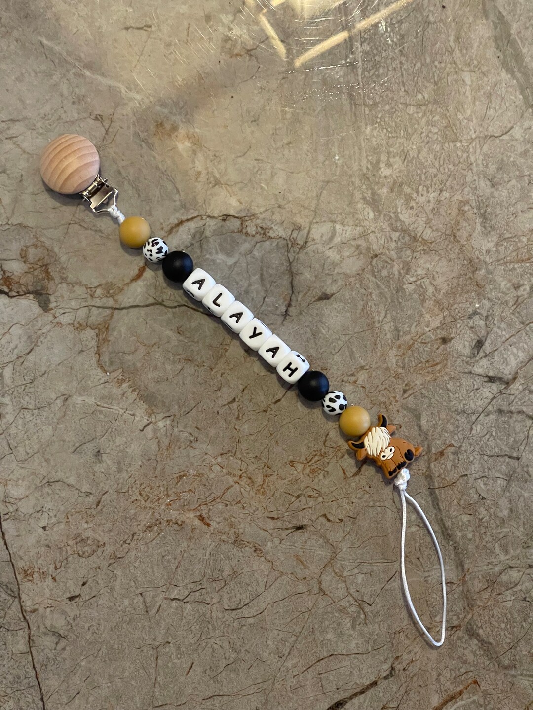 Dark Highland Cow Custom Pacifier Clip| Baby Accessories| Baby Shower ...