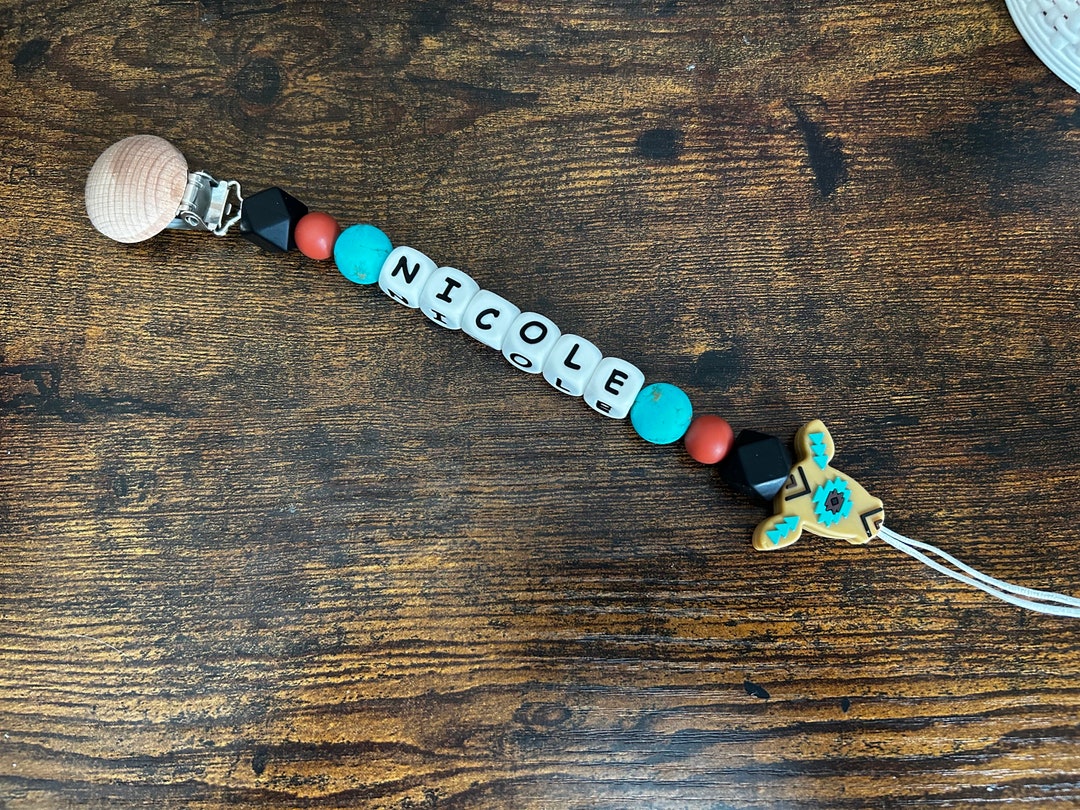 Custom Aztec Tan/ Mint Cow Head Pacifier Clippersonlized Western ...