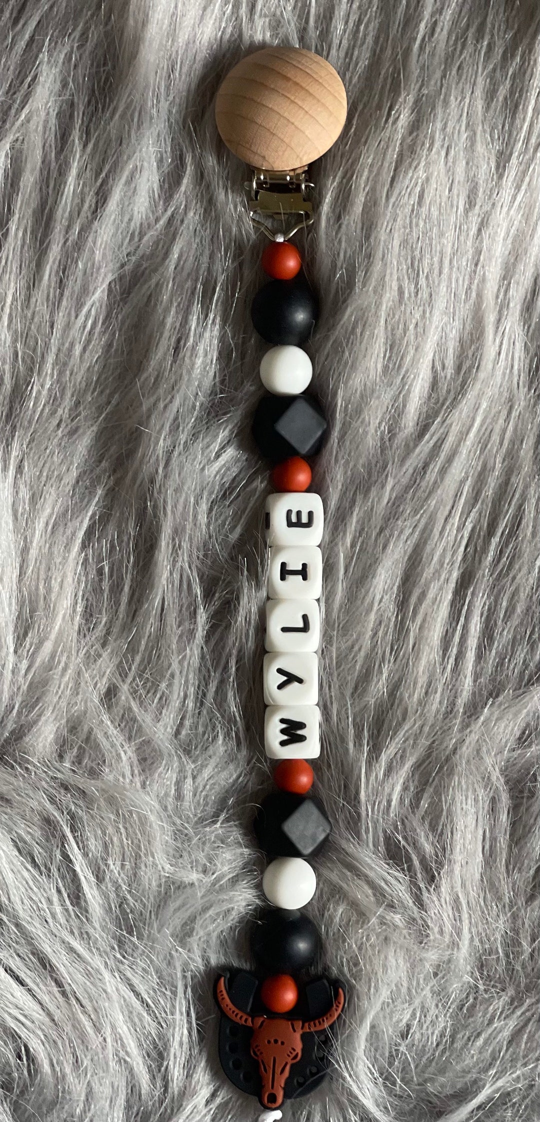 Western Bull Skull Custom Pacifier Clips| Baby Boy and Girl Accessories ...