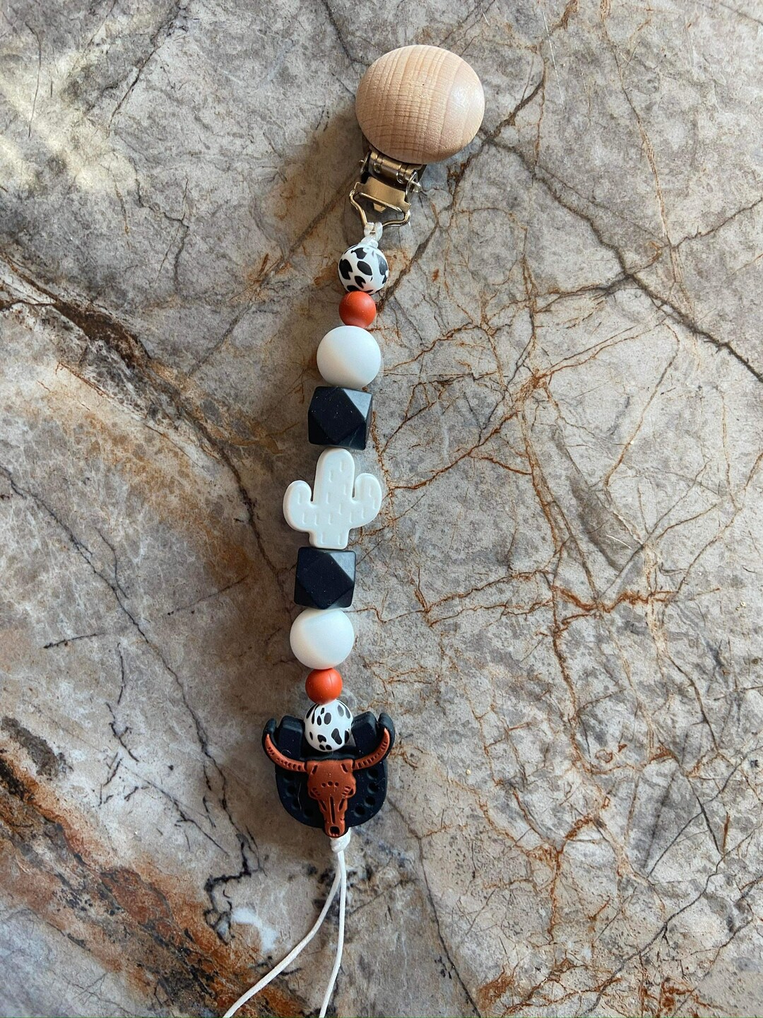 Western Bull Skull and Cactus Custom Pacifier Clips| Baby Accessories ...