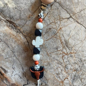 Western Bull Skull and Cactus Custom Pacifier Clips| Baby Accessories ...