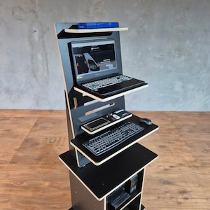 DIY CNC File Mobile Laptop Rolling Station Plans, Stand-up Desk, Tool ...