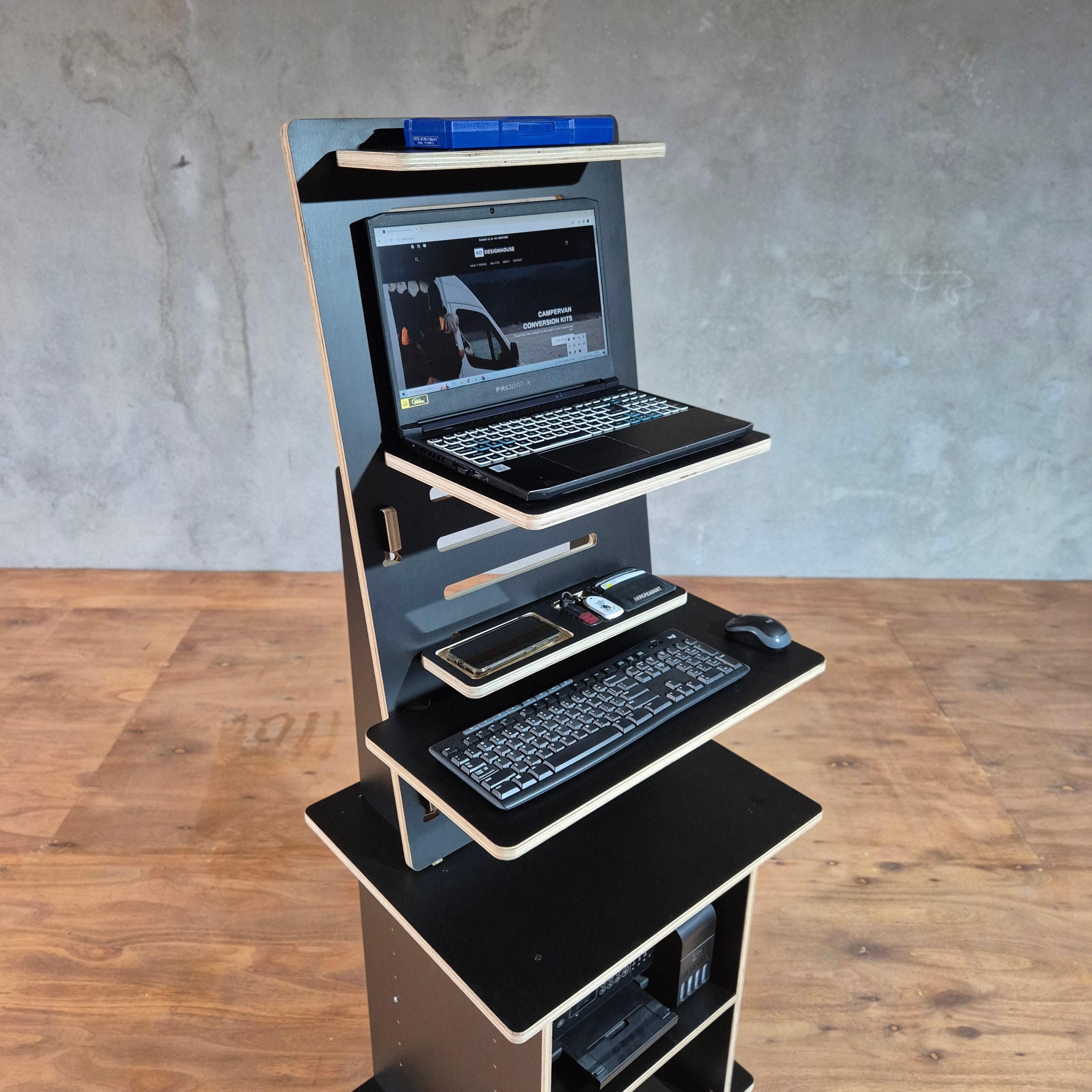 DIY CNC File Mobile Laptop Rolling Station Plans, Stand-up Desk, Tool ...