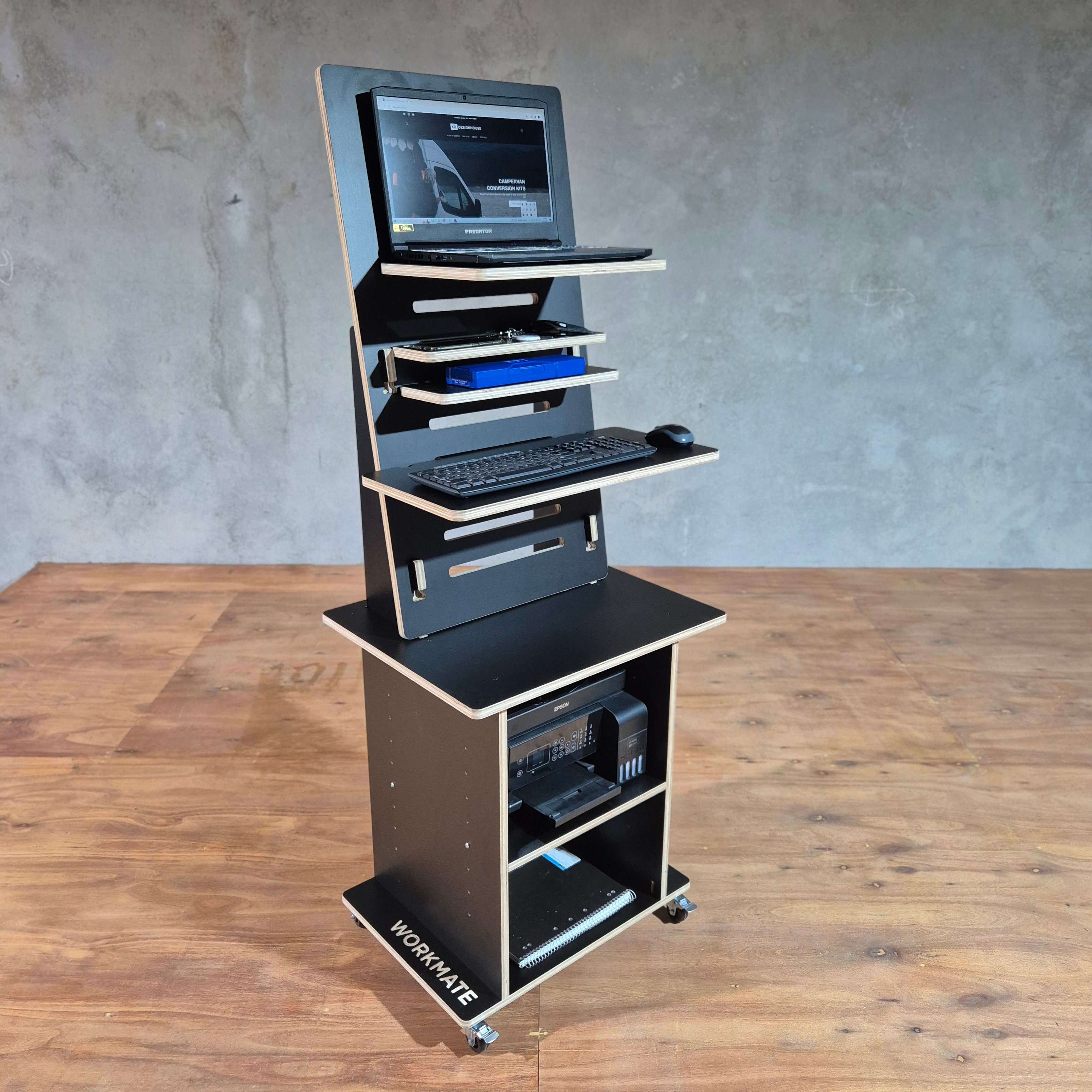 DIY CNC File Mobile Laptop Rolling Station Plans, Stand-up Desk, Tool ...