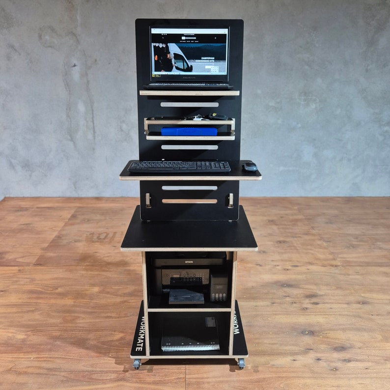 DIY CNC File Mobile Laptop Rolling Station Plans, Stand-up Desk, Tool ...