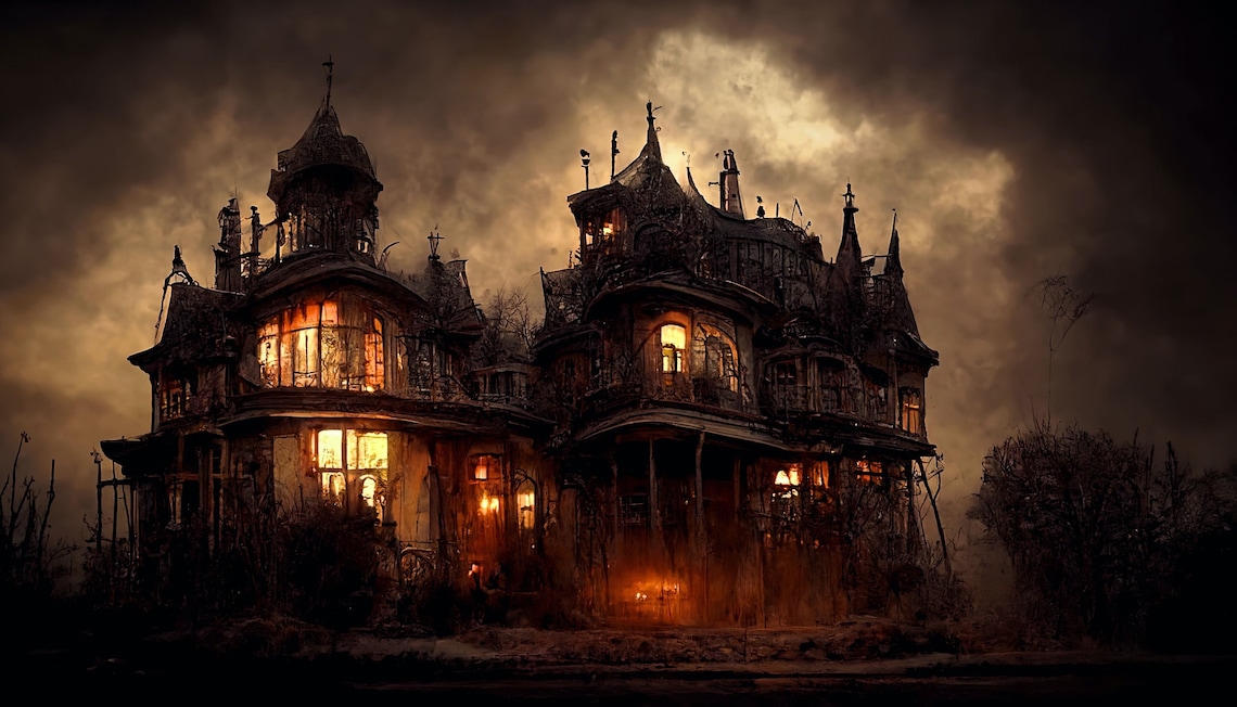 Haunted House AI Art AI Created Halloween Gothic Horror Haunted Ghost ...