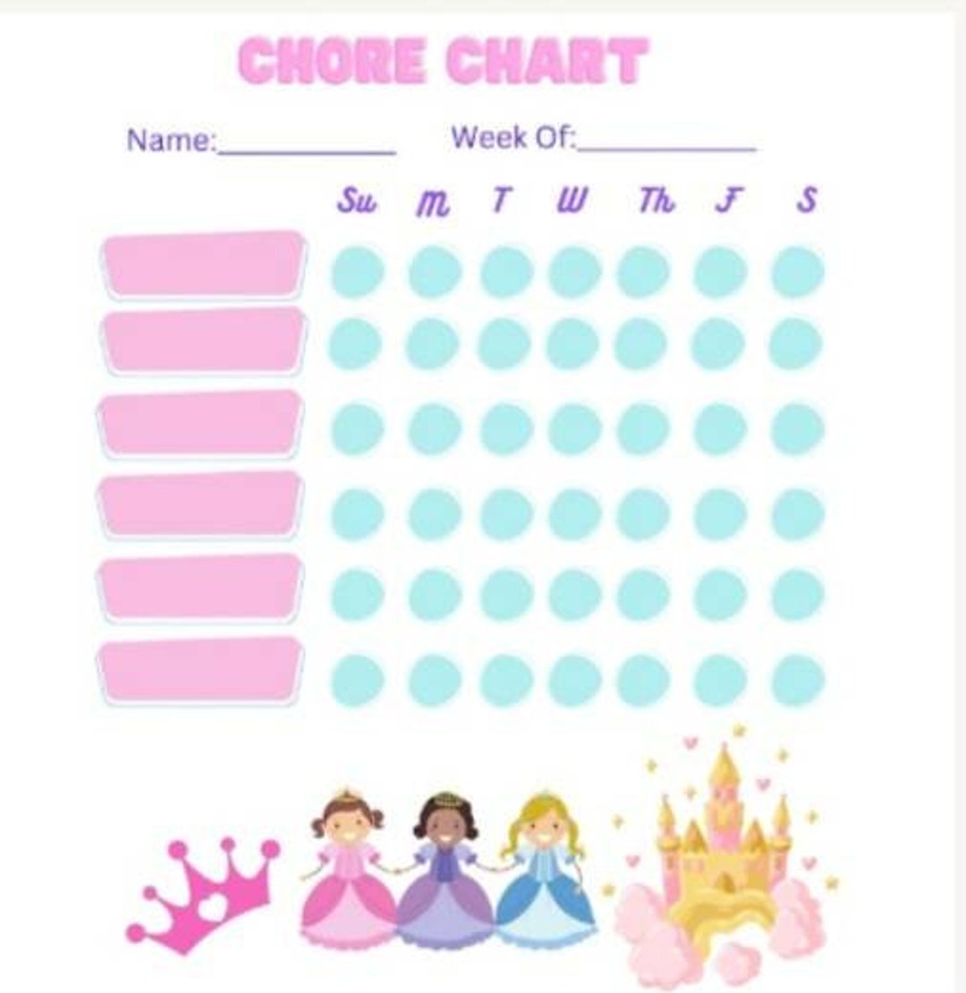 Princess Chore Chart - Etsy