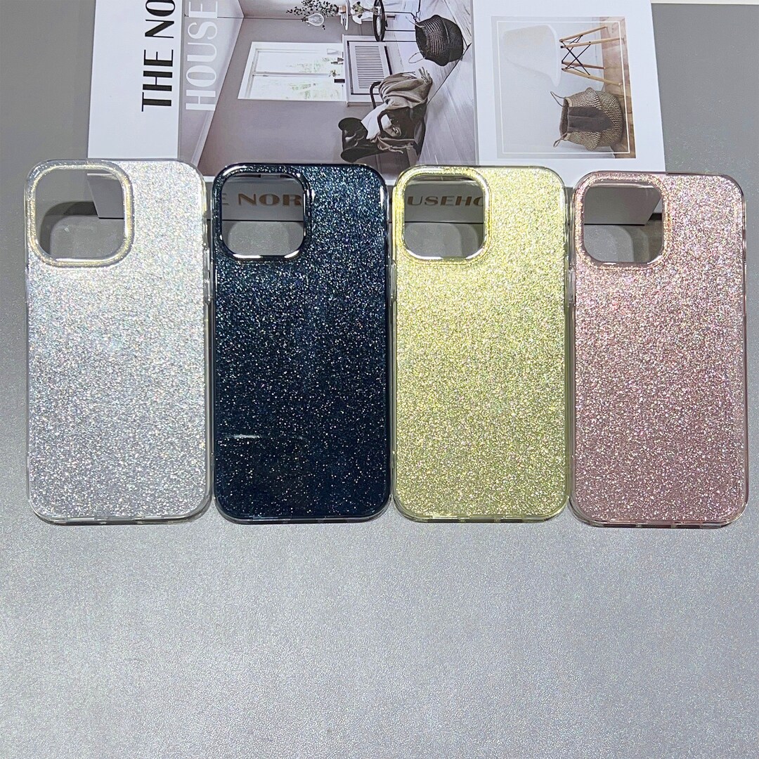 Luxury Solid Color Glitter Phone Caseshiny Gold Silver Phone - Etsy