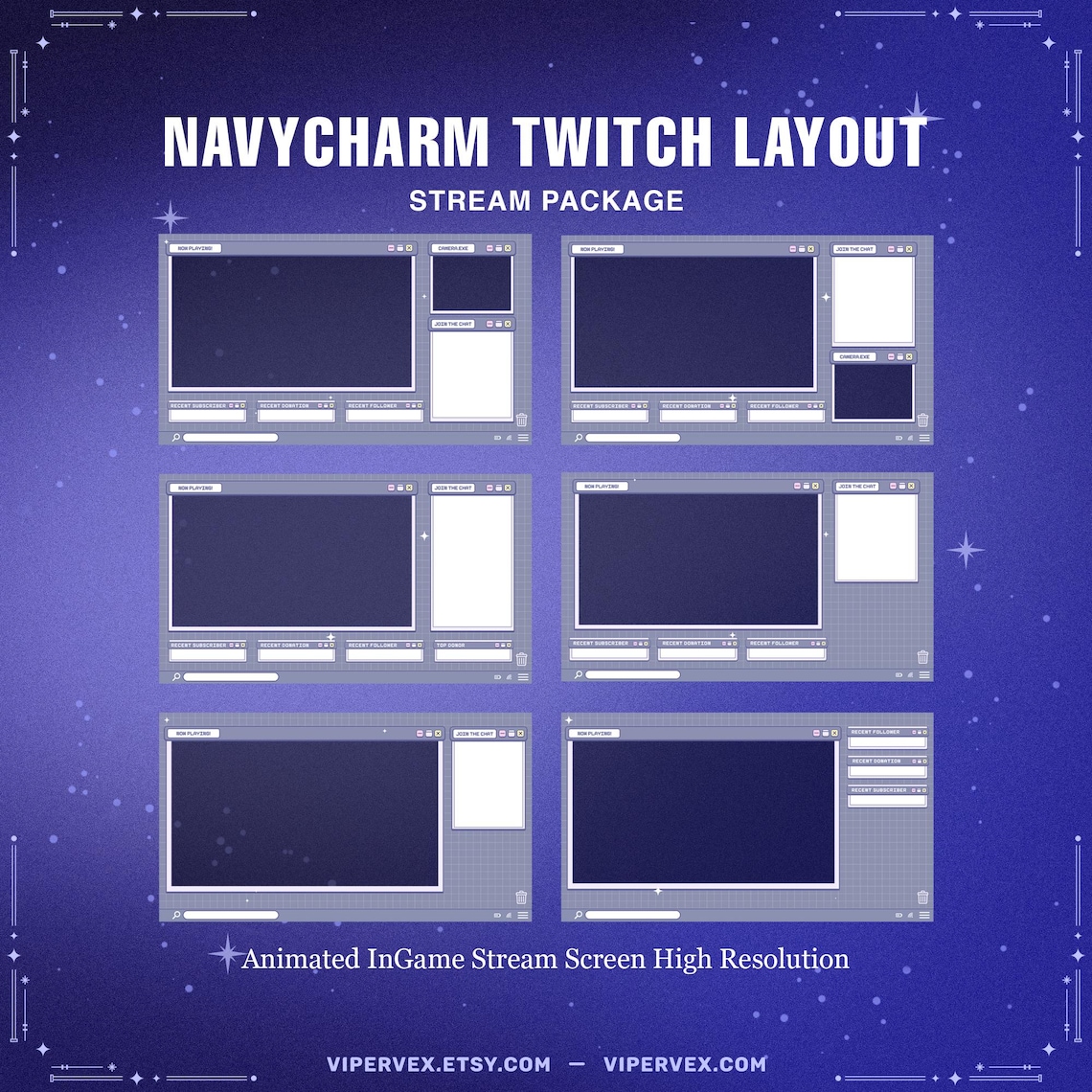 Animated Stream Overlay Package Cozy Vtuber, Overlays, Alerts, Screens ...