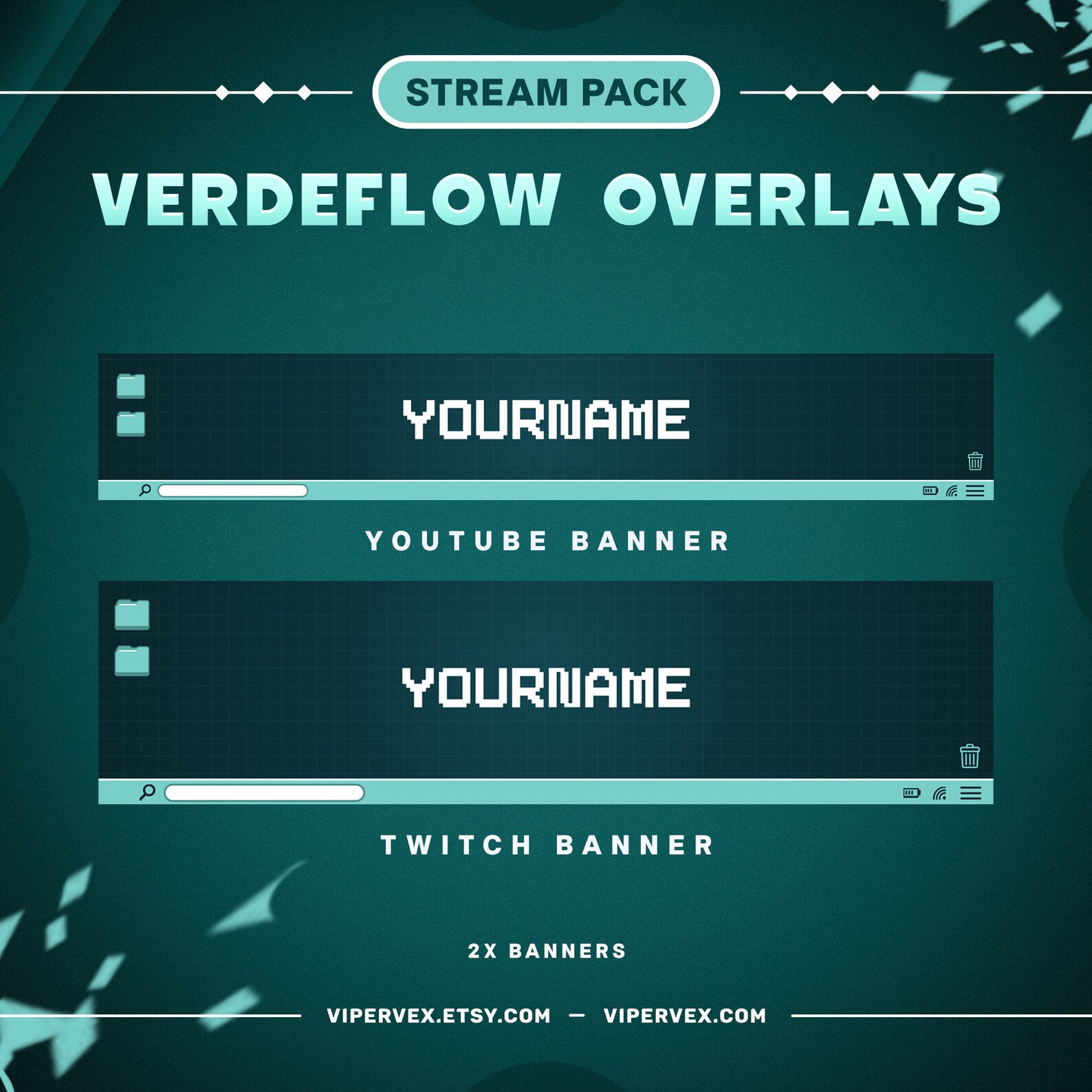Green Animated Stream Overlay Pack, Twitch Panels, Youtube Stream ...