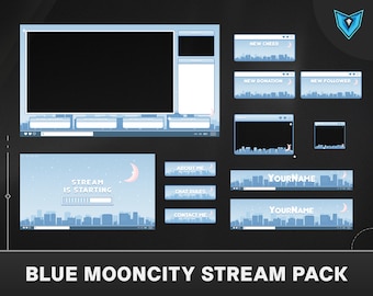 Twitch Overlay Package Animated Blue Moon Clouds - Etsy