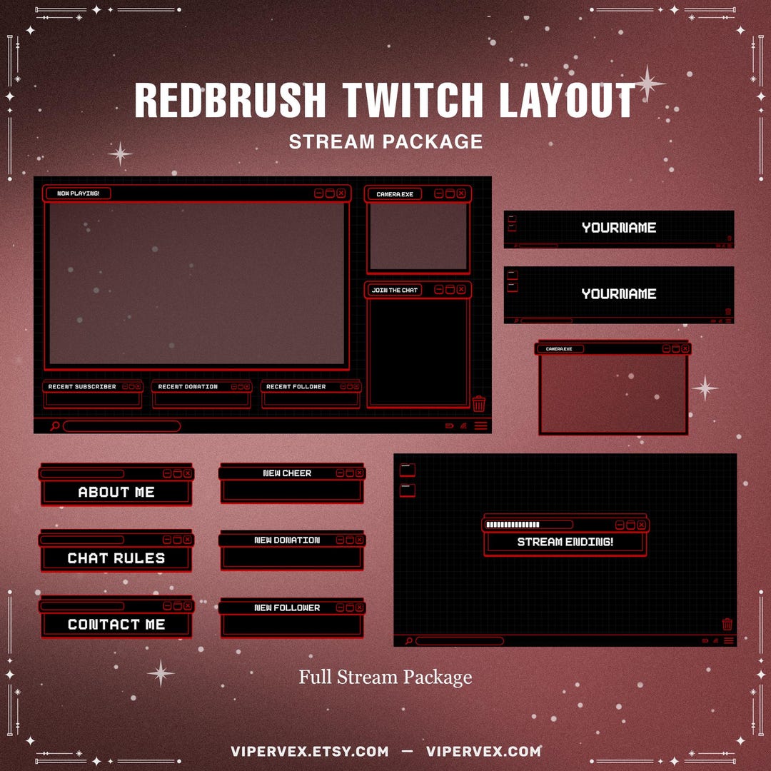 Red and Black Animated Twitch Stream Overlay Package (digital Download ...