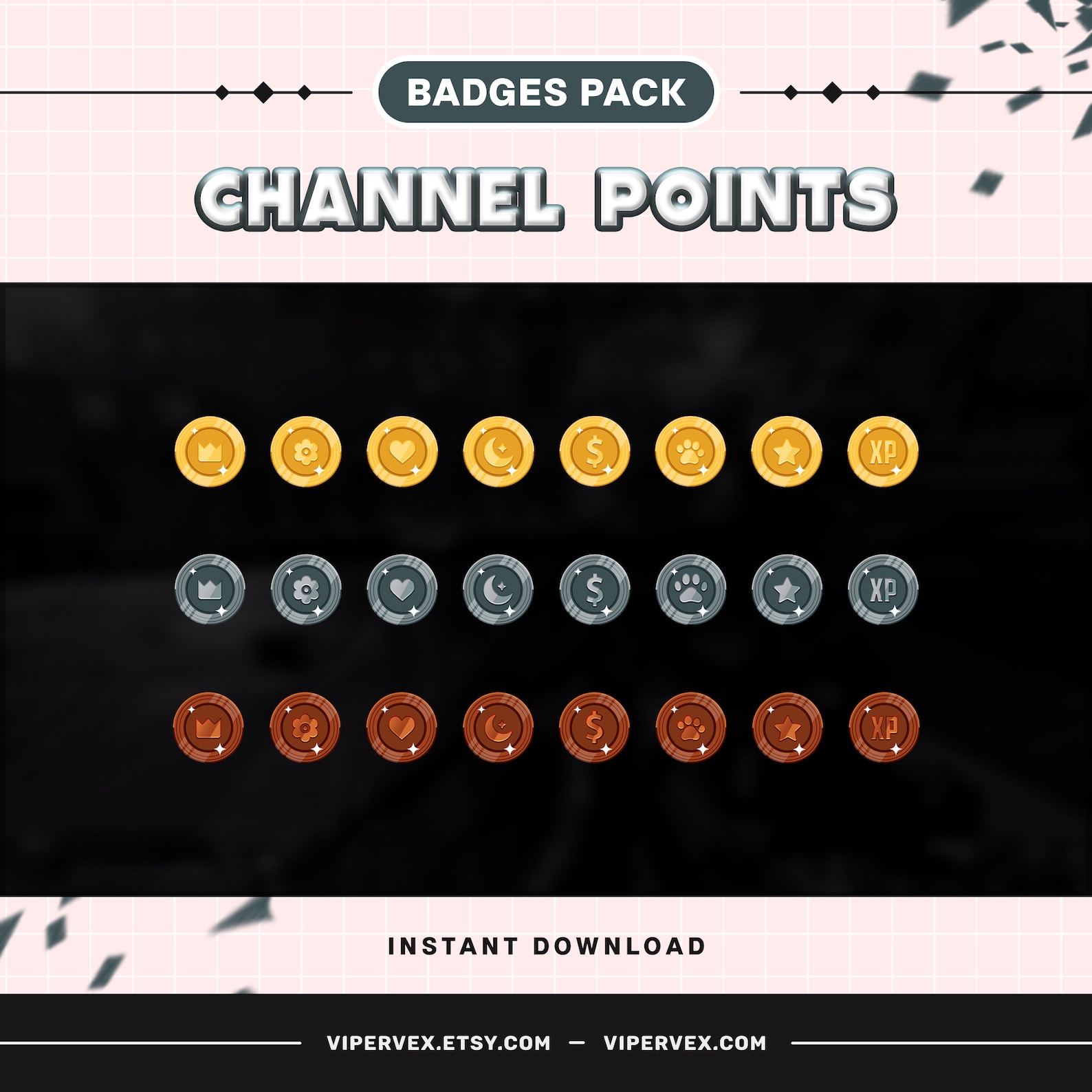 24x Channel Points Icon for Twitch, Channel Points Icon, Twitch Badges ...
