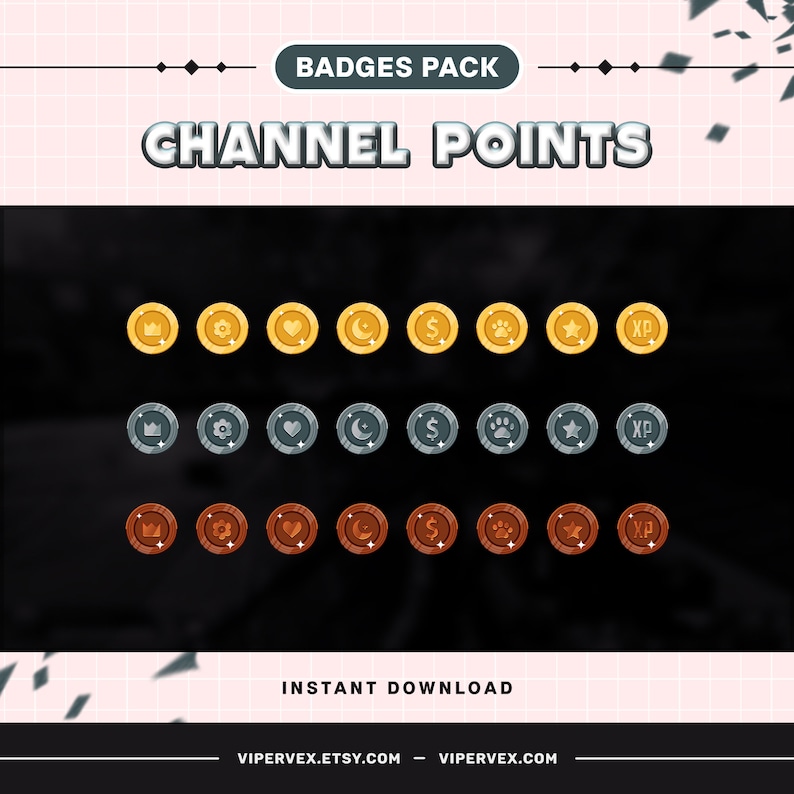 24x Channel Points Icon for Twitch, Channel Points Icon, Twitch Badges ...