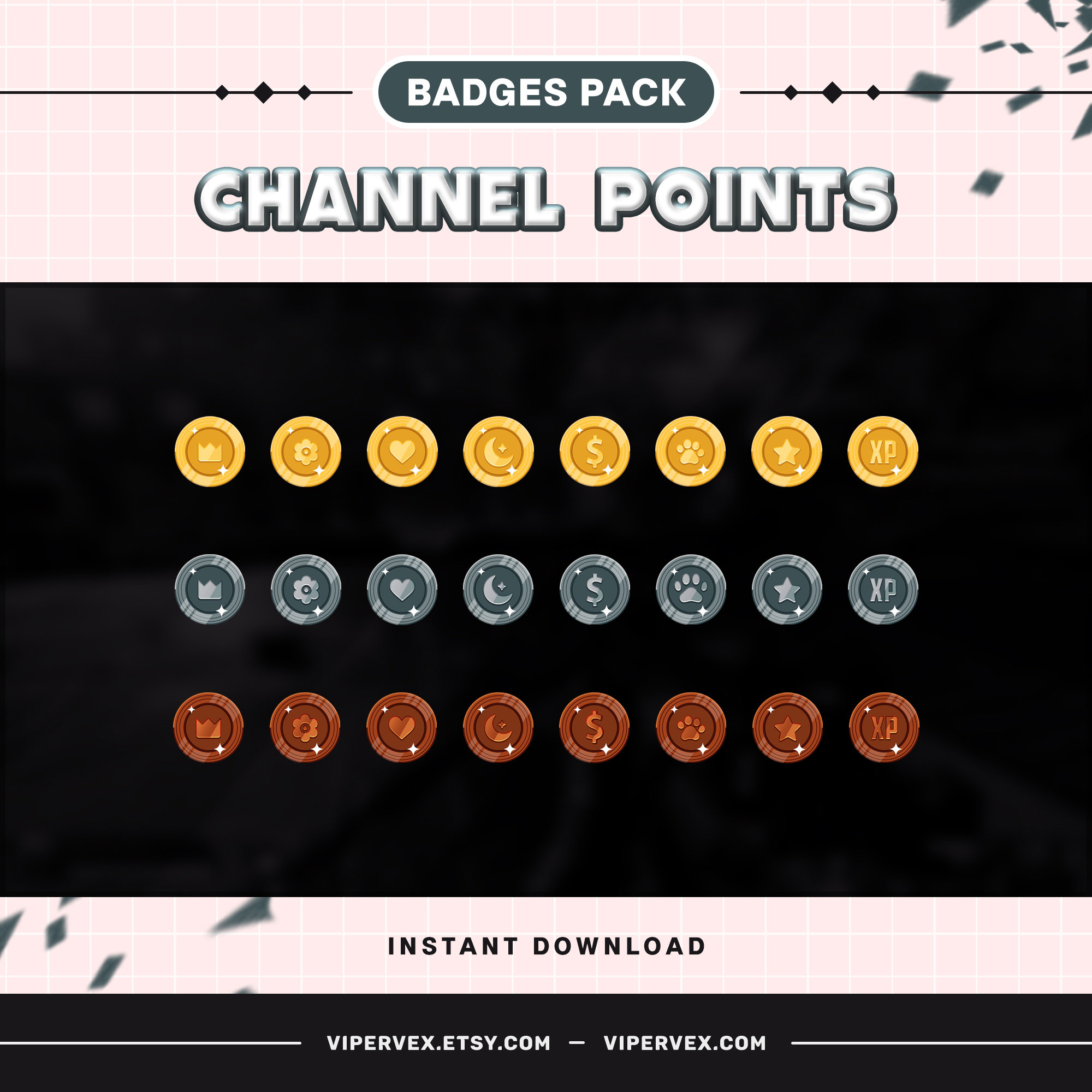 24x Channel Points Icon for Twitch, Channel Points Icon, Twitch Badges ...