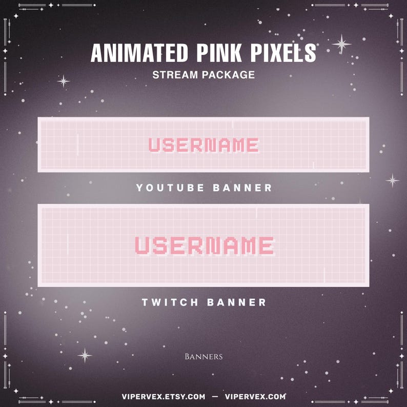 Animated Pink Pixel Twitch Overlay: Kawaii Vtuber Stream Package - Etsy