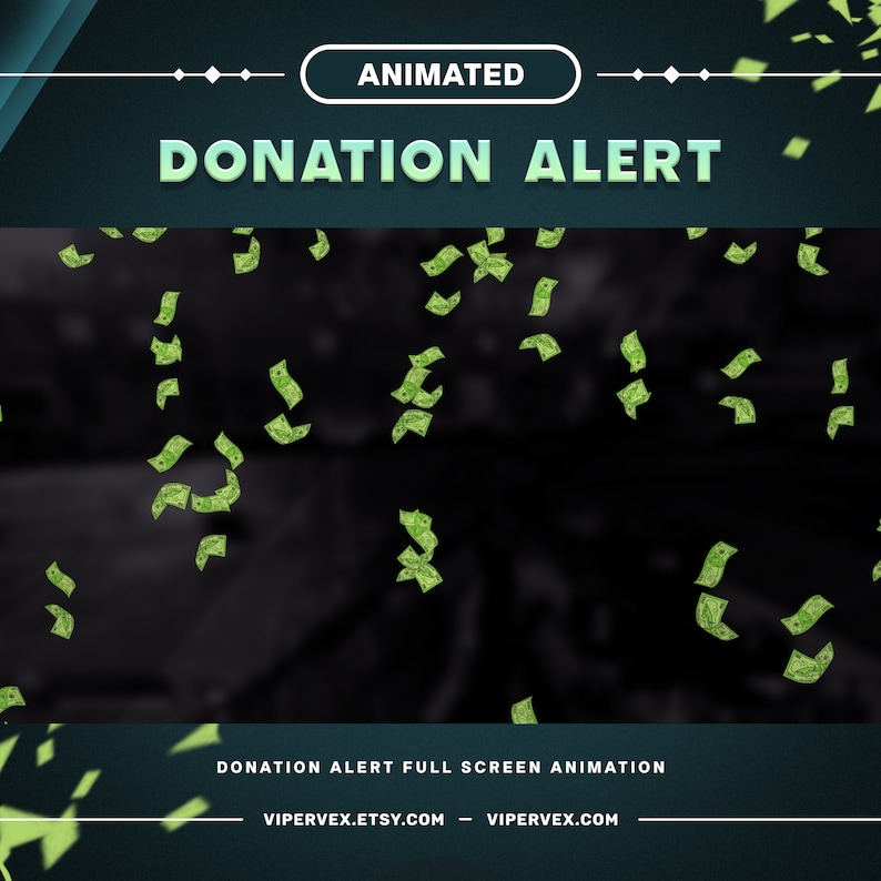Dollars Donation Stream Alert: Animated Twitch Alert (webm) - Etsy
