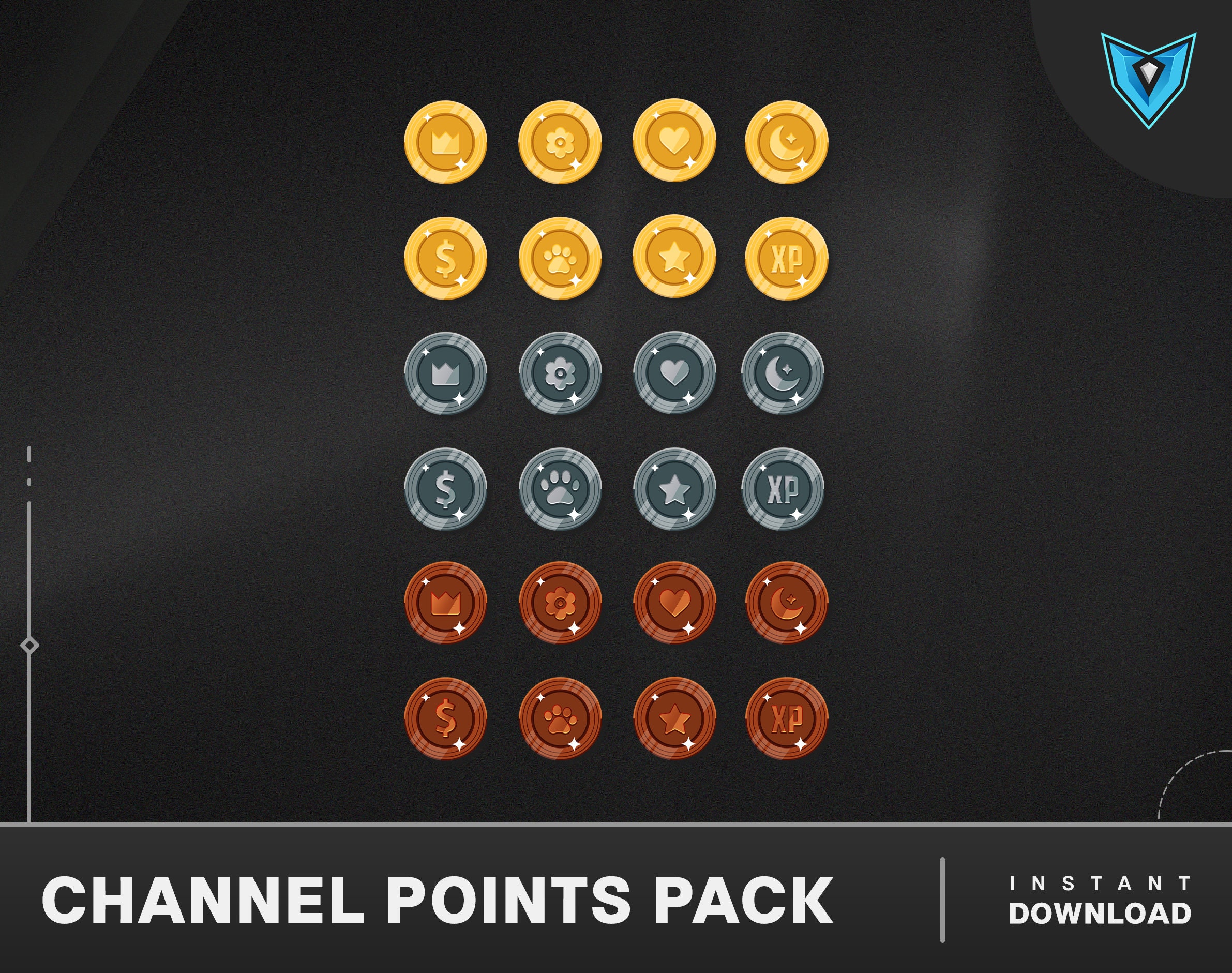 24x Channel Points Icon for Twitch Channel Points Icon - Etsy