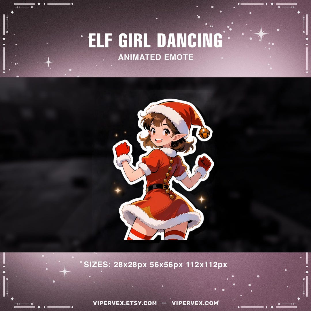 Christmas Elf Girl Animated Emote: Festive Holiday GIF (digital ...