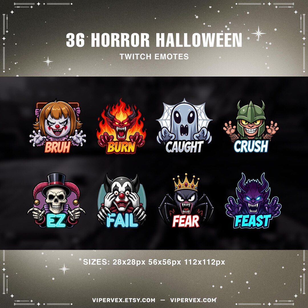 Horror Twitch Emotes – 36 Scary PNG Emotes for Streamers, Discord ...