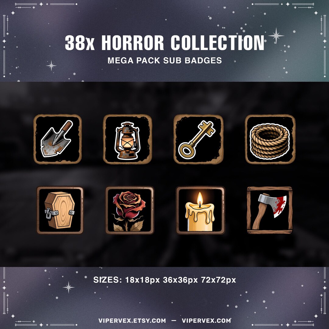 Horror Twitch Sub Badges | Gothic Streamer Loyalty Badges (digital ...